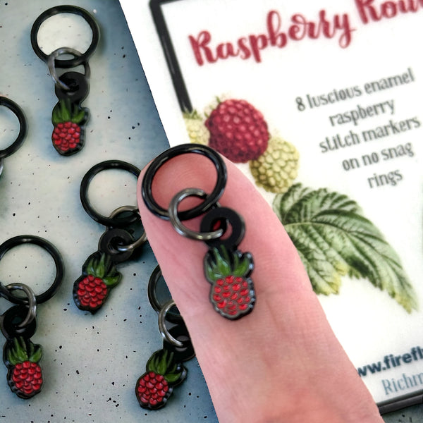 Raspberry stitch markers for knitting, Custom Firefly Notes Stitch mar